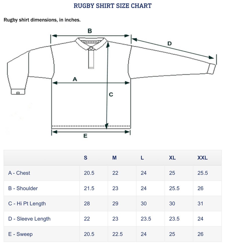 Rugby Shirt Sizing Chart | Withernot
